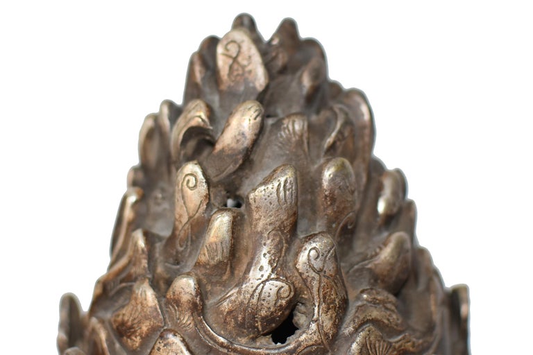 Silvered Bronze Bo Shan Incense Burner For Sale at 1stDibs
