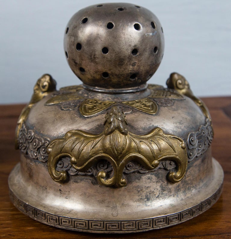 Silvered Bronze Chinese Incensor For Sale at 1stDibs