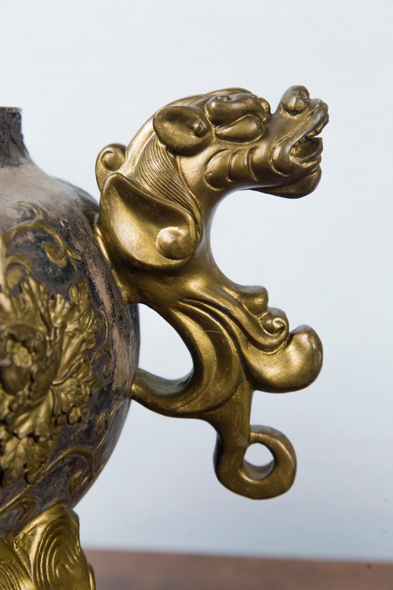 Silvered Bronze Chinese Incensor For Sale at 1stDibs