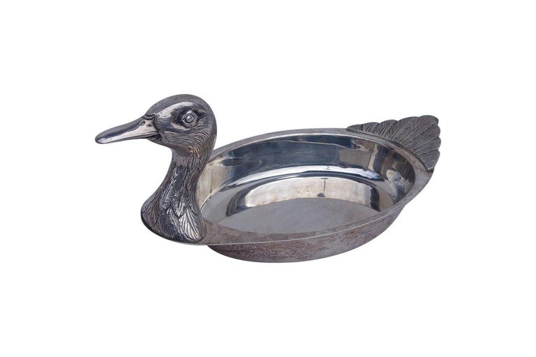 Silver plate duck Head Dish, circa 1960 at 1stDibs | silver duck