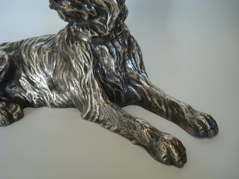 Silvered Bronze Sculpture of a Briard Dog Signed Sanson, France, 1900 ...