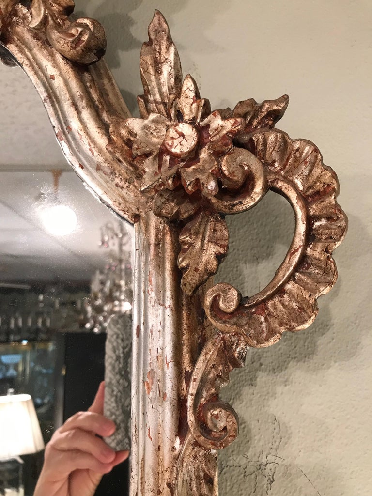 Silvered Gilt Italian Mirror For Sale at 1stdibs