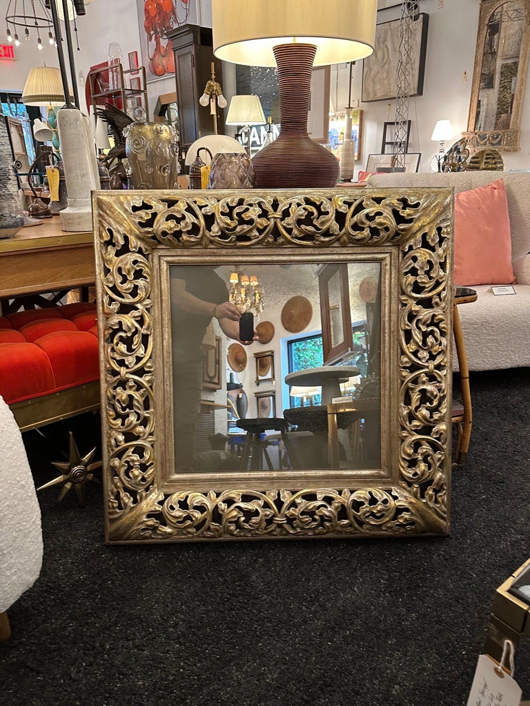 Silverleaf Gilt Carved Wood Framed Mirror For Sale at 1stDibs