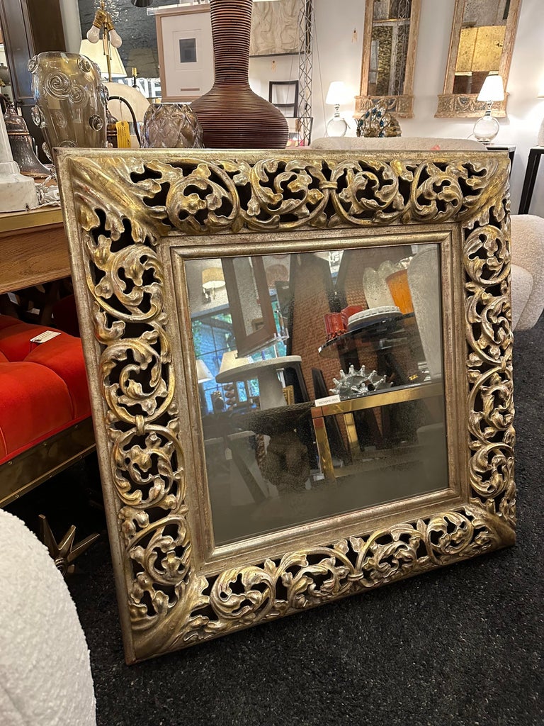 Silverleaf Gilt Carved Wood Framed Mirror For Sale at 1stDibs