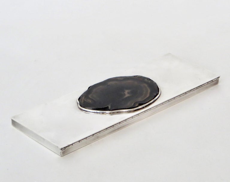 Silverplate and Agate Box Attributed to French Designer Maria Pergay at ...