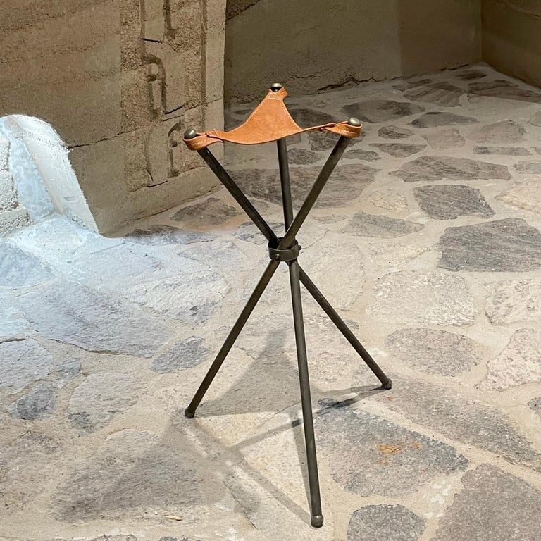 Silverplate Tripod Pedestal Collapsible Stand with Custom Leather ...