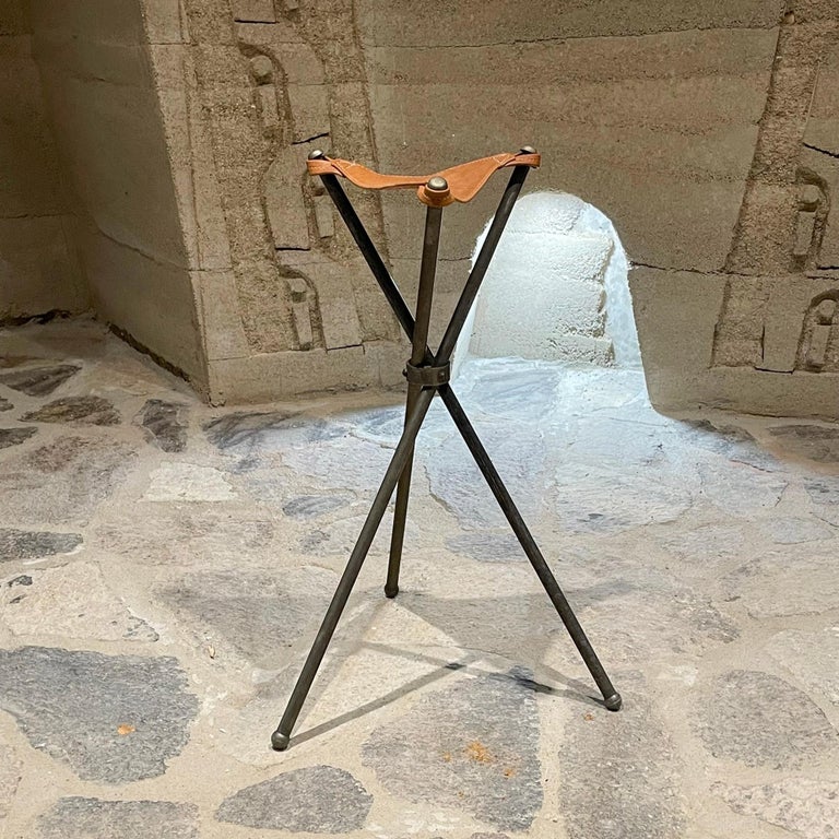 Silverplate Tripod Pedestal Collapsible Stand with Custom Leather ...