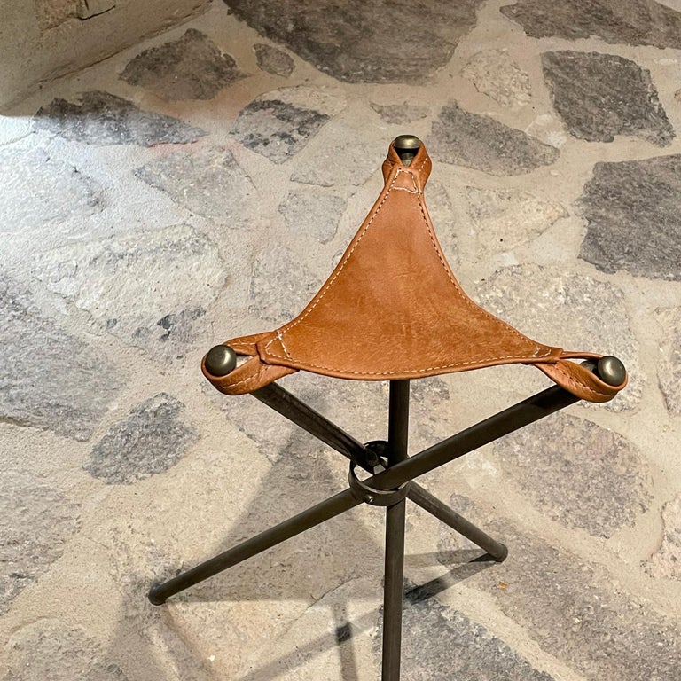 Silverplate Tripod Pedestal Collapsible Stand with Custom Leather ...