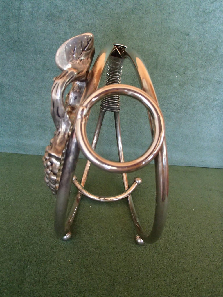 Silver Plated Wine Bottle Holder with Grape For Sale at 1stDibs