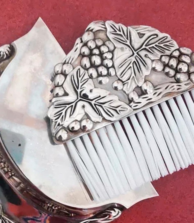 Silvery Filigree Crumb Catcher with Bunches of Grapes and Vine Leaves ...