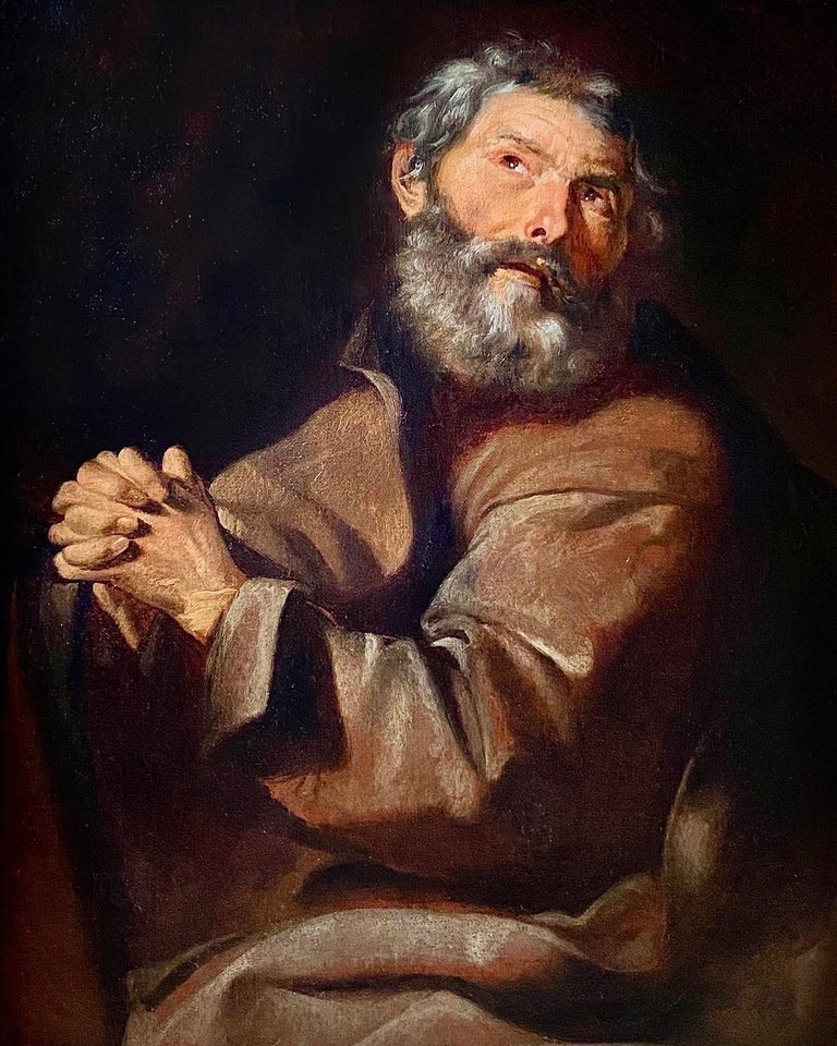 17th century Italian Old Master painting - Monk at prayer - Genova For ...