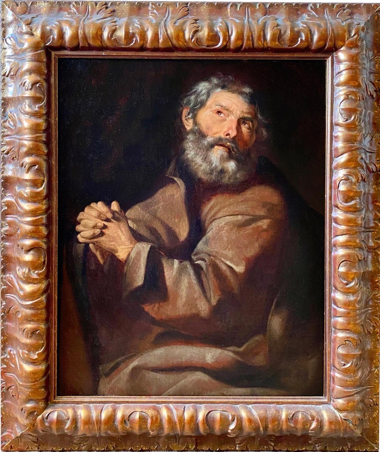 17th century Italian Old Master painting - Monk at prayer - Genova at ...