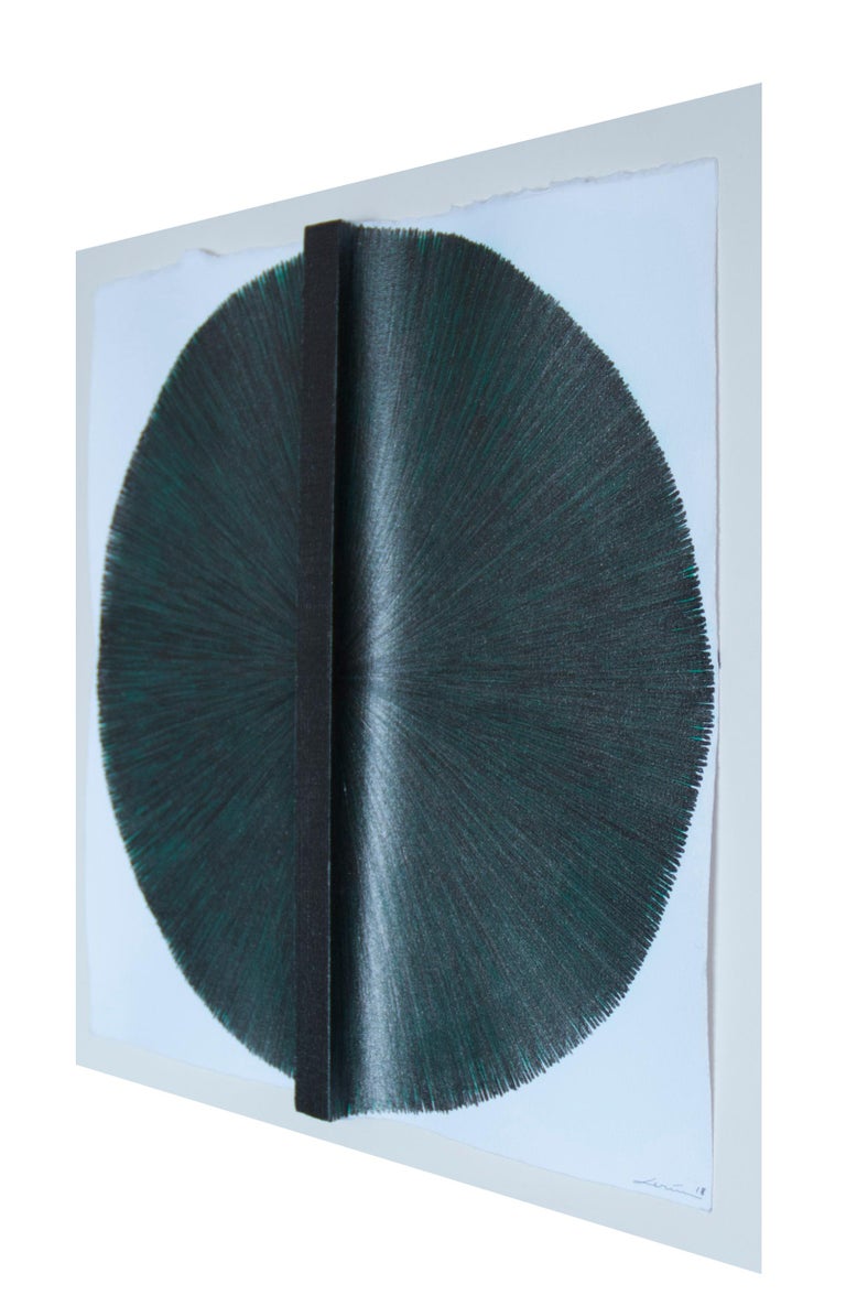 Silvia Lerin - Solid Rod XI: Silver Circle Painting on paper and wood ...