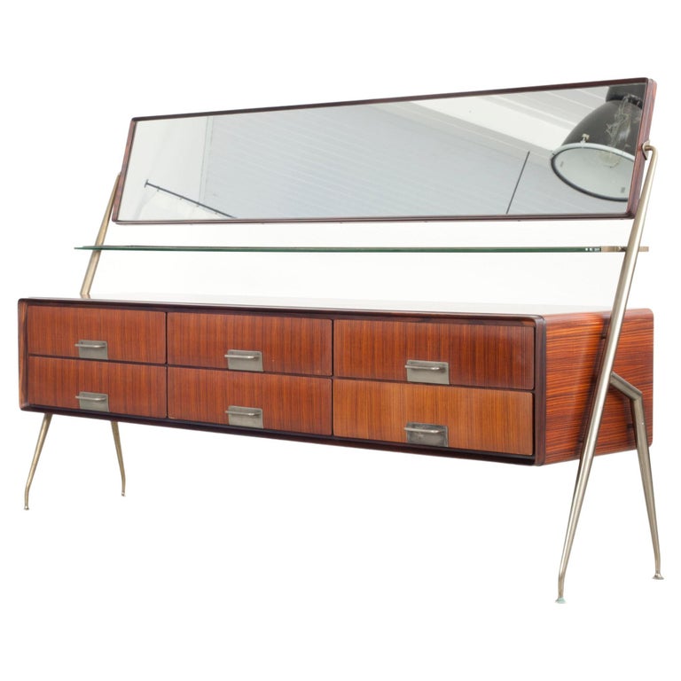 Enfilade Silvio Cavatorta avec tiroirs et miroir, Italie, années 1950 ...