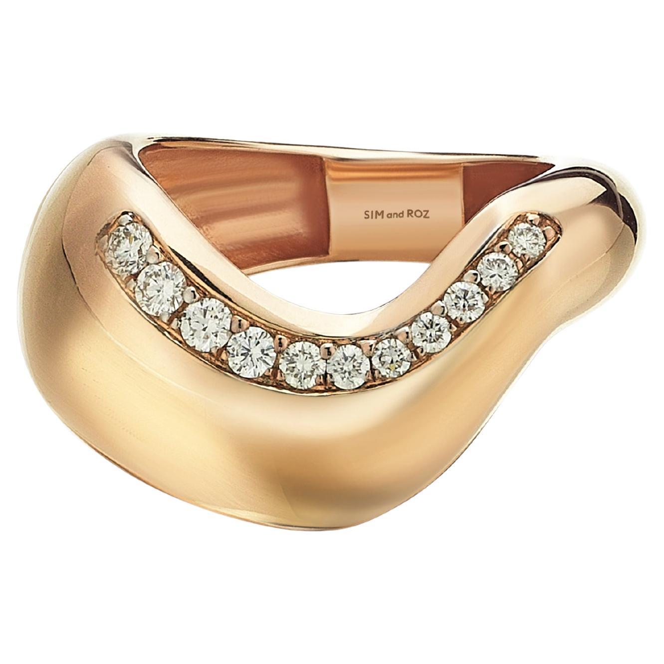 Customizable Sim and Roz 14K Yellow Gold Curved Band Ring with 0.99 ...