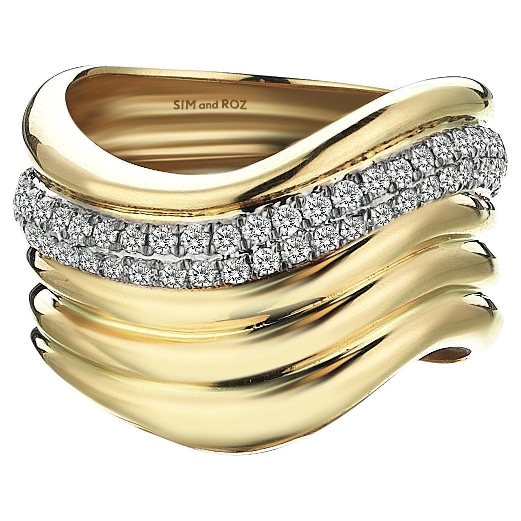Customizable Sim and Roz 14K Yellow Gold Curved Band Ring with 0.99 ...