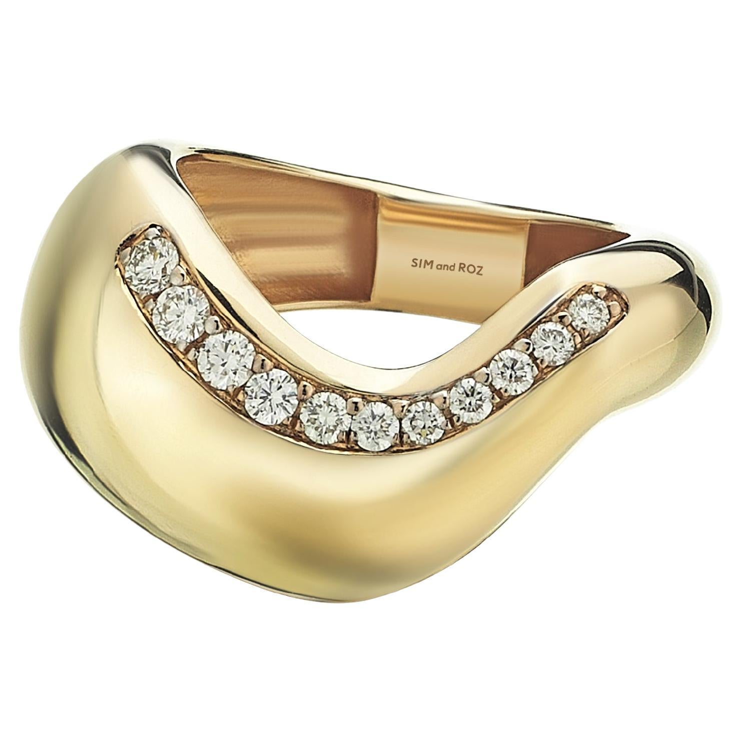 Customizable Sim and Roz 14K Yellow Gold Curved Band Ring with 0.99 ...