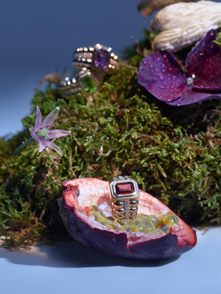 Customizable Sim and Roz 18k Rose Gold Ring with Diamonds and Emerald ...