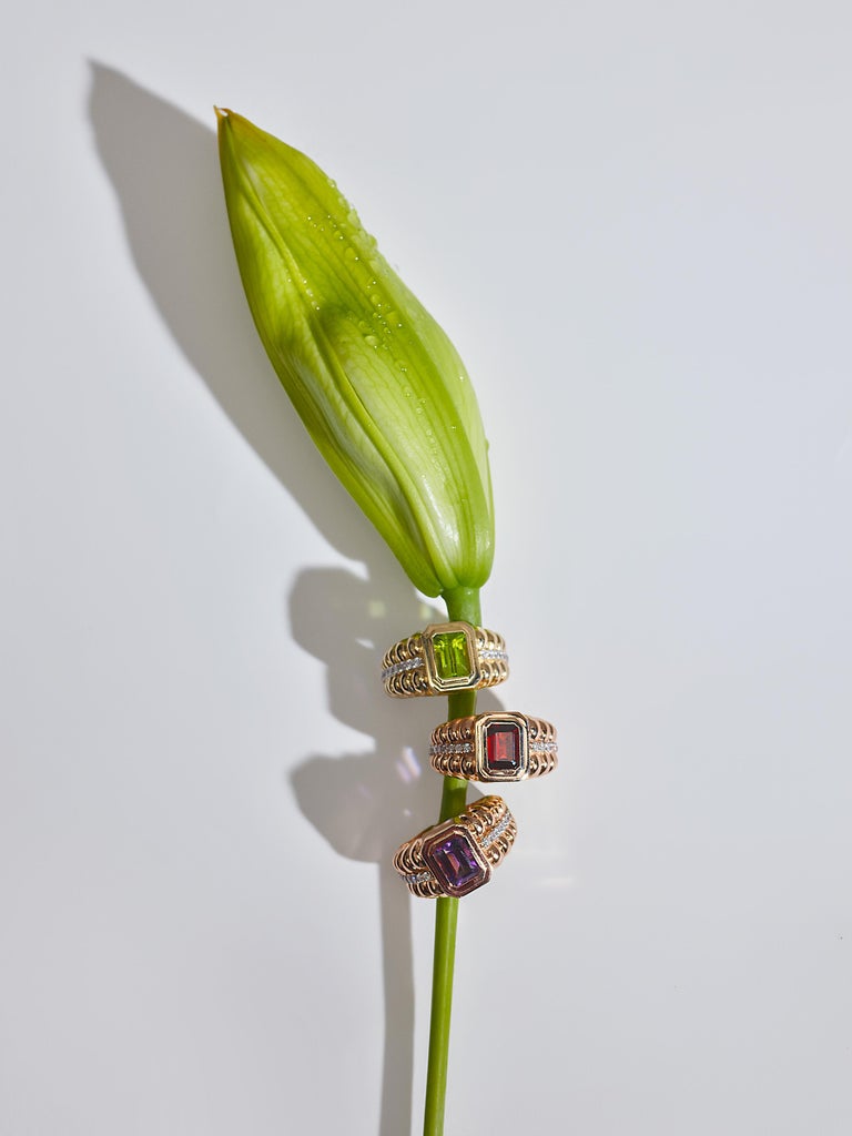 Customizable Sim and Roz 18k Rose Gold Ring with Diamonds and Emerald ...
