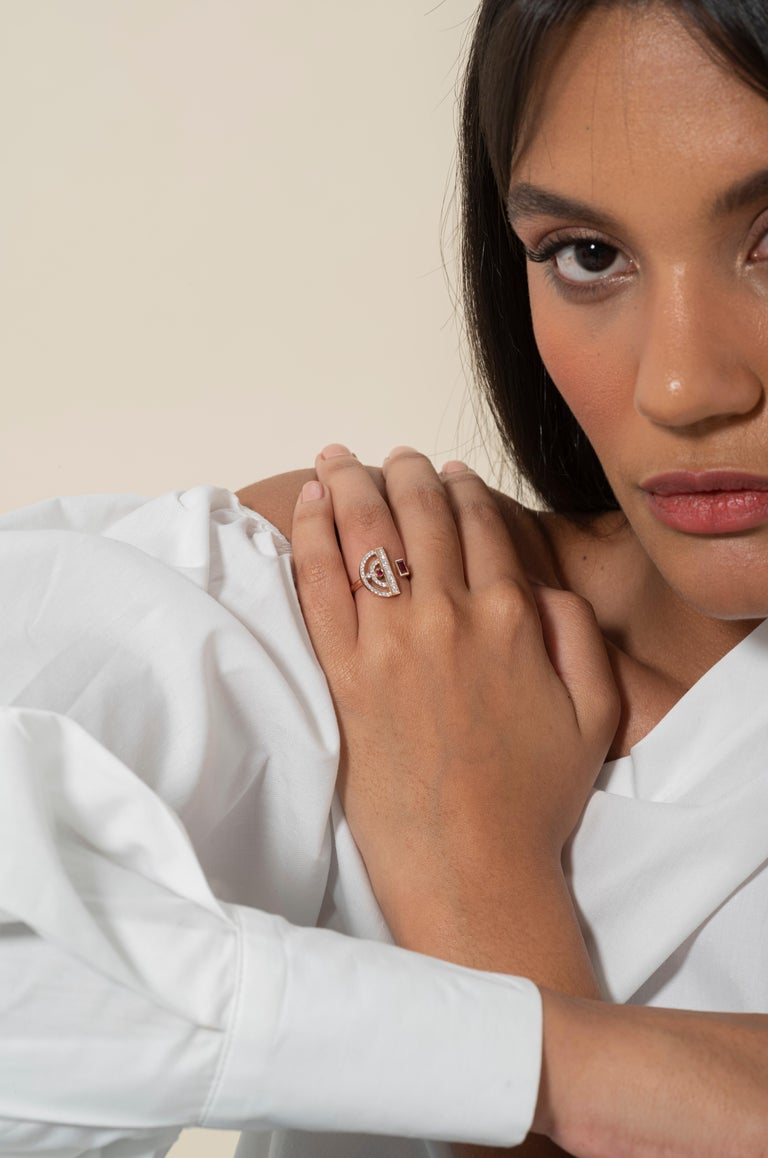 Customizable Sim and Roz Rose Gold Ring with Round and Princess Cut ...
