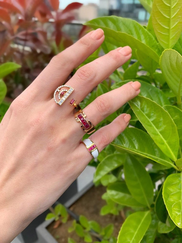 Customizable Sim and Roz Rose Gold Ring with Round and Princess Cut ...