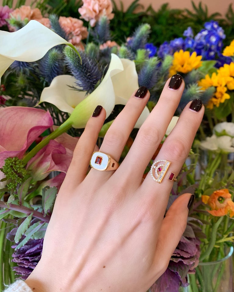 Customizable Sim and Roz Rose Gold Ring with Round and Princess Cut ...