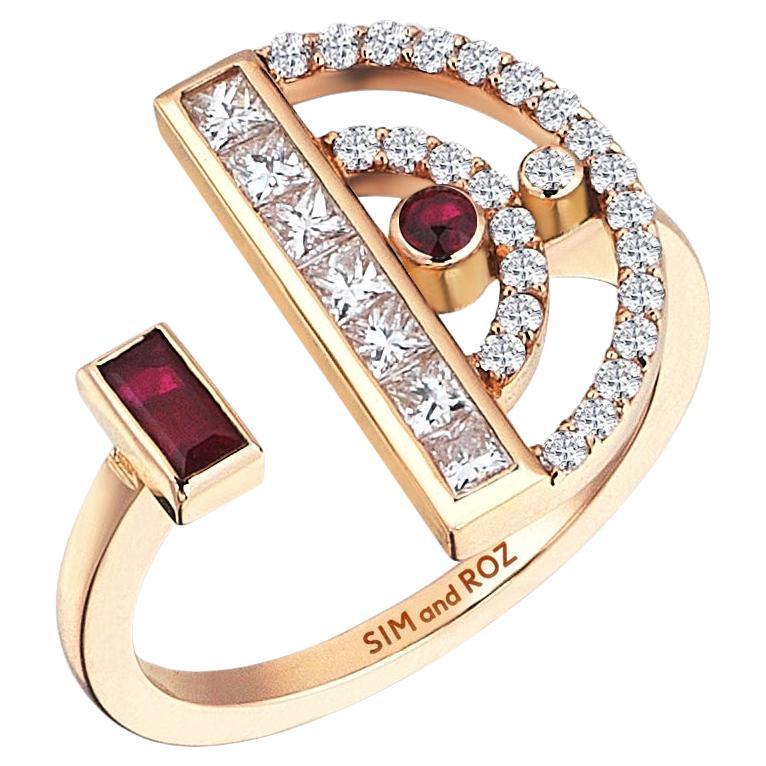 Customizable Sim and Roz Rose Gold Ring with Round and Princess Cut ...