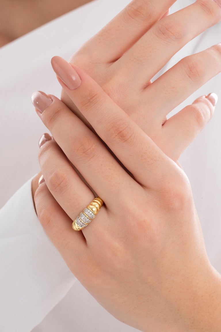 Customizable Sim and Roz Yellow Gold Ring with 0.37 Carats Round Cut ...