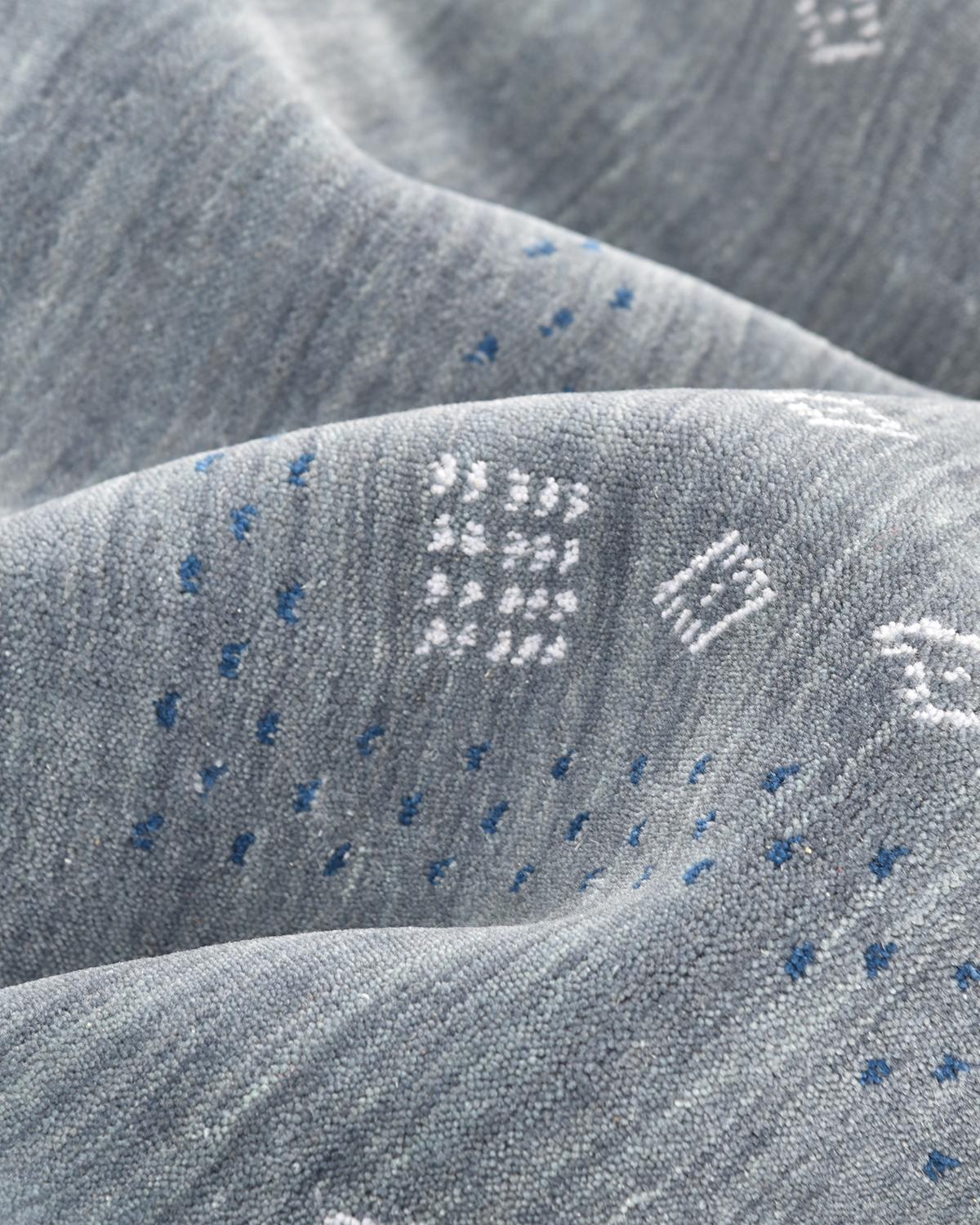 Simi, Bohemian Gabbeh Hand Knotted Area Rug, Slate For Sale at 1stDibs