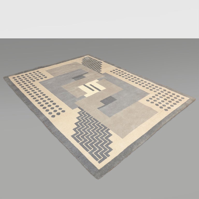 Simil Da Silva, Art Deco, Hand Knotted Wool Large Rug at 1stDibs