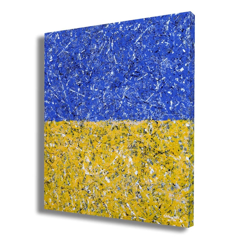 Simon Fairless - Blue Sky and Wheatfields, Painting, Acrylic on Canvas ...