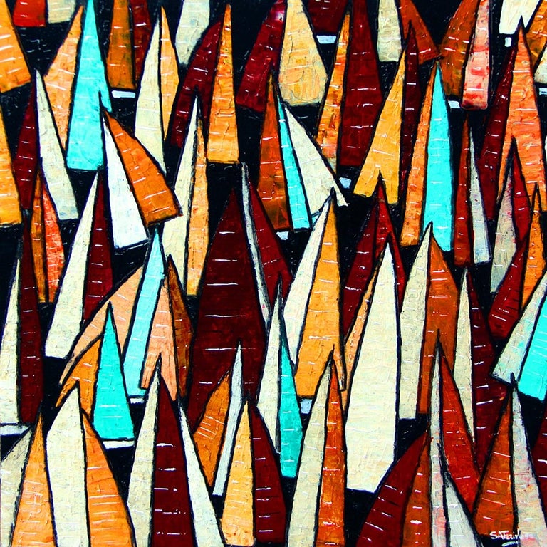 Simon Fairless - Racing Fleet, Painting, Acrylic on MDF Panel For Sale ...