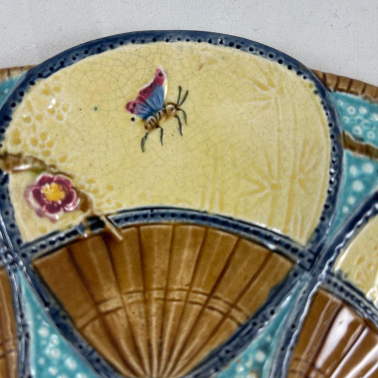 Simon Fielding English Majolica Fan and Insect Turquoise and Brown ...
