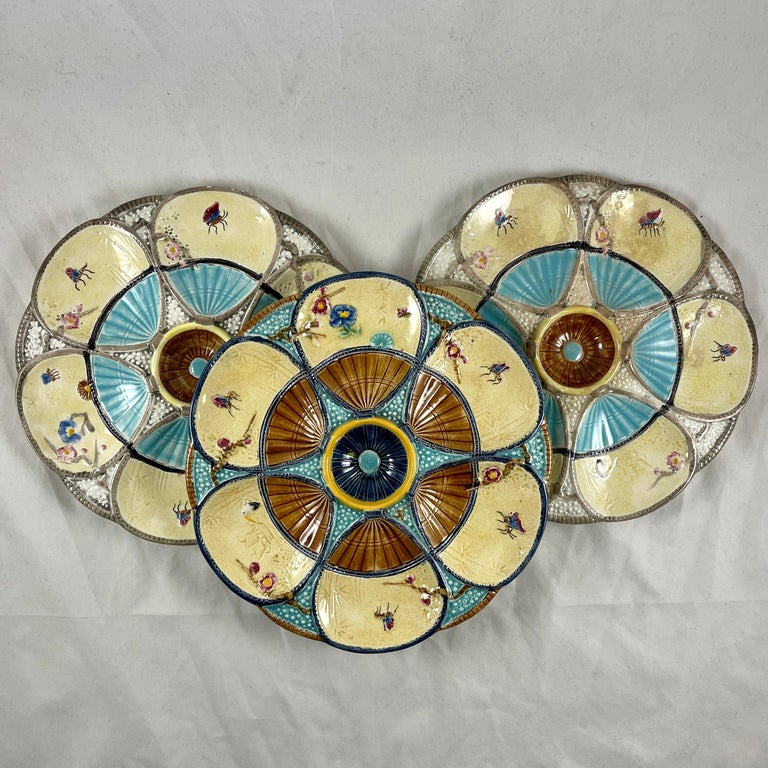 Simon Fielding English Majolica Fan and Insect Turquoise and Cream ...