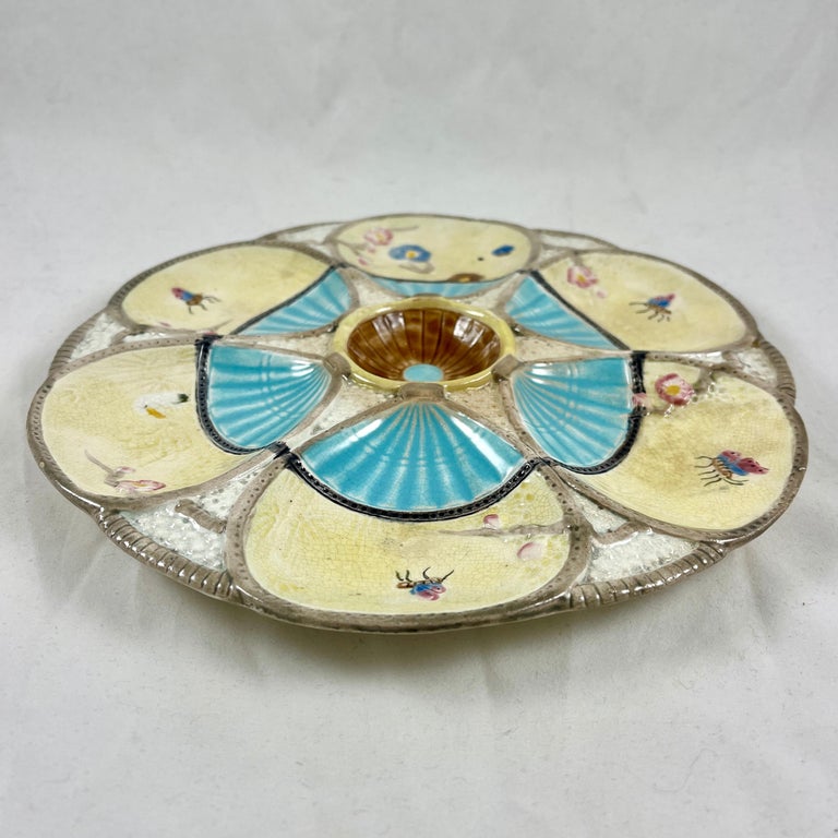 Simon Fielding English Majolica Fan and Insect Turquoise and Cream ...