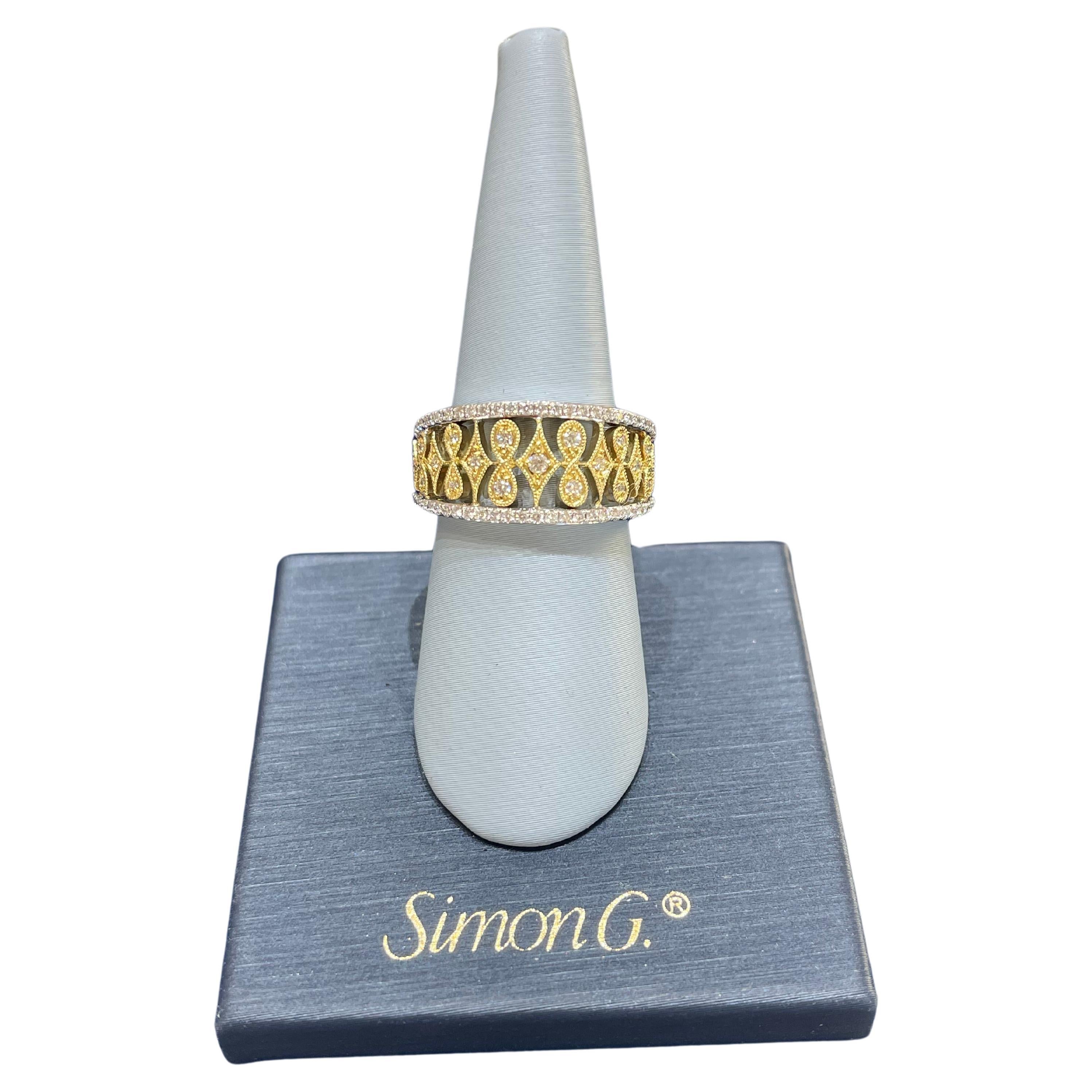 Simon G 18K Two Toned .97 CTW Diamond Fashion Band For Sale at 1stDibs