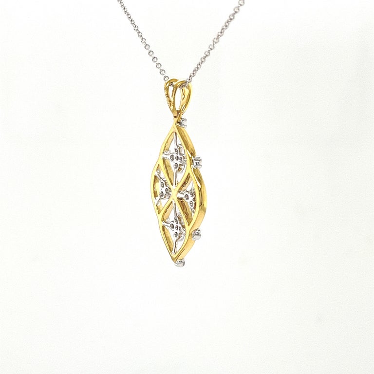 Simon G. 18K Two-Tone Gold Lacework Diamond Pendant Necklace in 18K ...