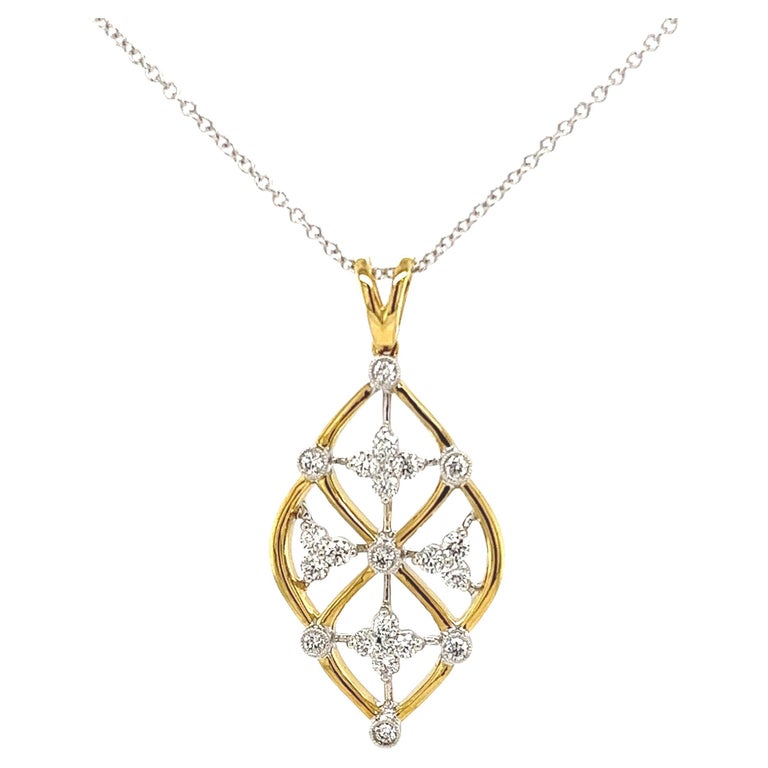 Simon G. 18K Two-Tone Gold Lacework Diamond Pendant Necklace in 18K ...
