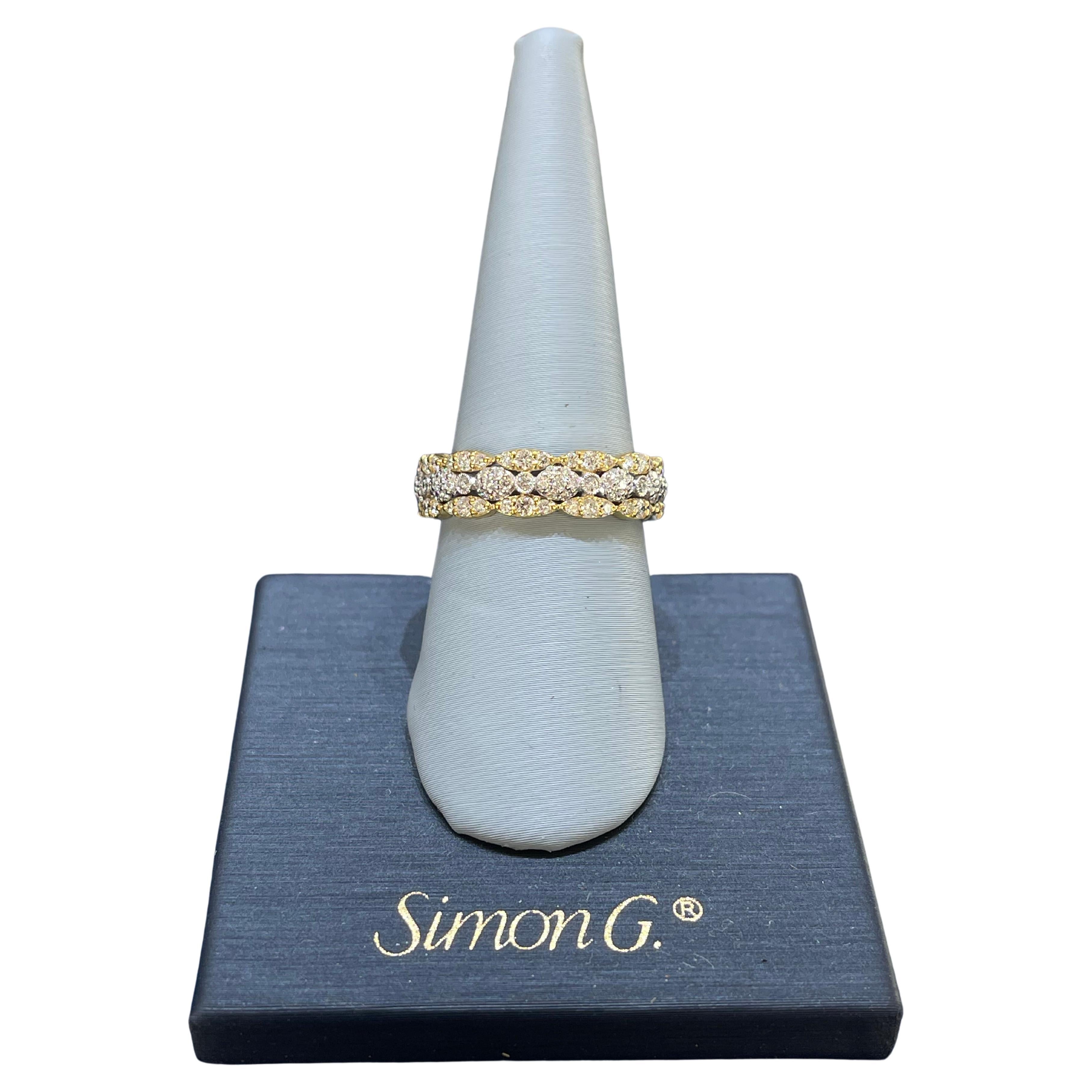 Simon G 18K Two Toned .97 CTW Diamond Fashion Band For Sale at 1stDibs