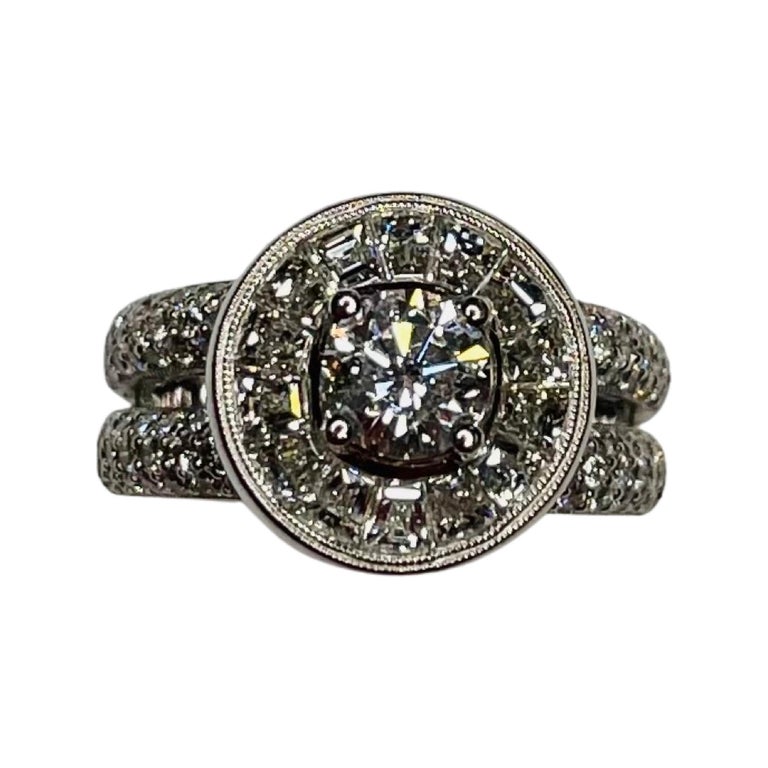Simon G 18K White Gold and Diamond Ring For Sale at 1stDibs