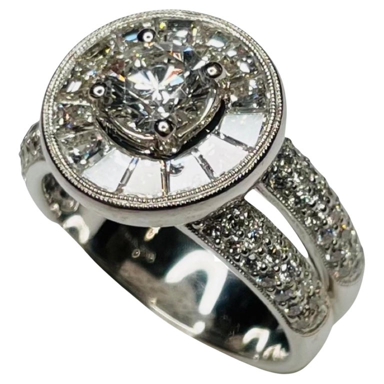 Simon G 18K White Gold and Diamond Ring For Sale at 1stDibs