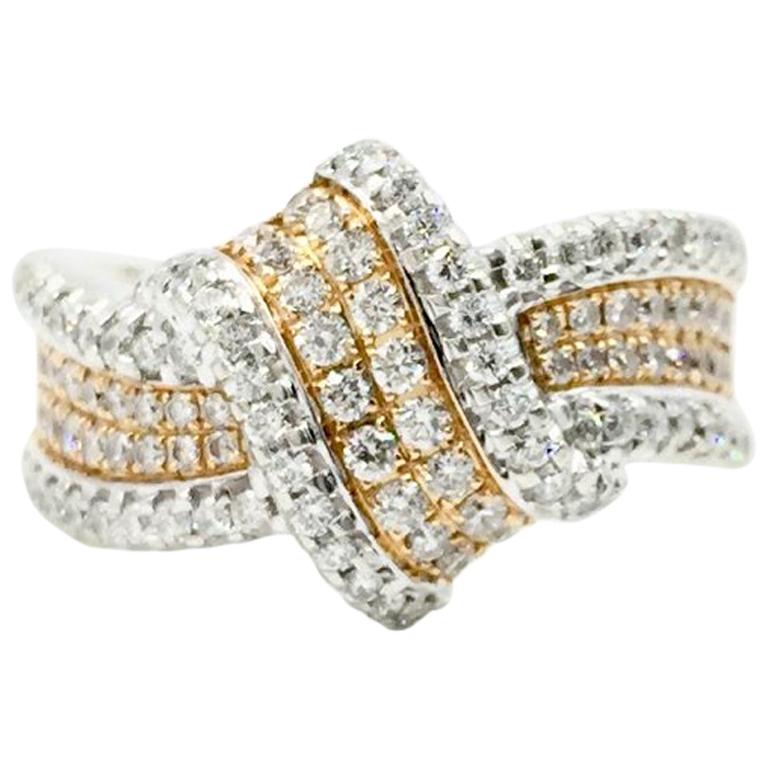 Simon G. Buckle Collection 18 Karat White and Rose Gold Diamond Ring at ...