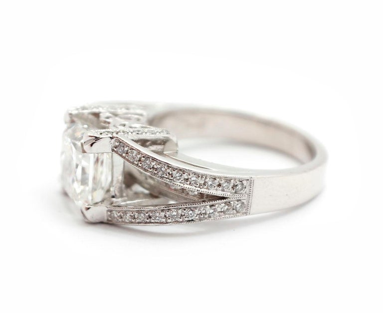 Simon G Custom Platinum Engagement Ring, 3.02 Carat Square Modified ...