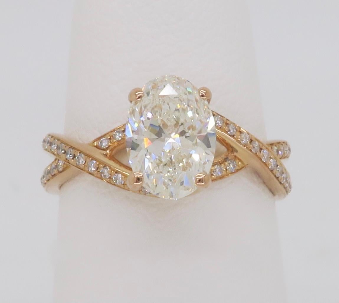 Simon G Diamond Engagement Ring in 18k Rose Gold For Sale at 1stDibs