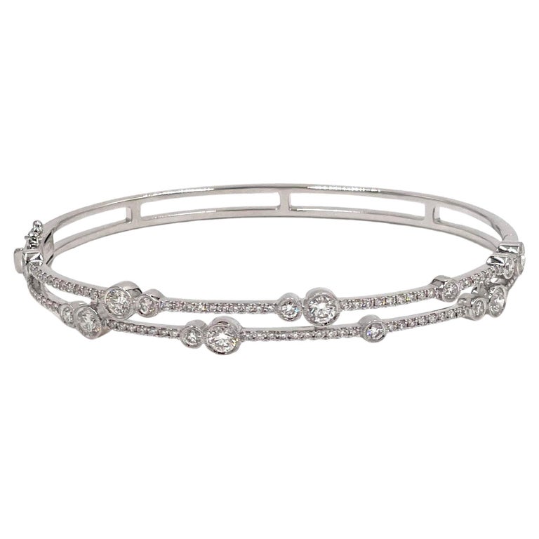 Simon G. LB2420 18K White Gold Diamond Bangle Bracelet For Sale at 1stDibs