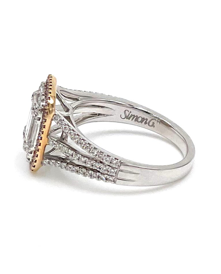 Simon G. MR2627 18K White and Rose Gold Pink Diamond "Mosaic" Ring For ...