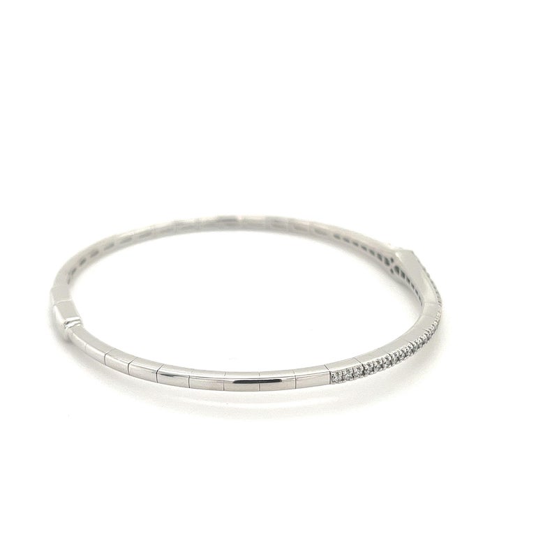 Simon G. Tapered Diamond Bangle Bracelet in 18K White Gold For Sale at 1stDibs