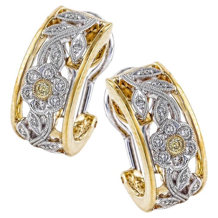 Simon G Vintage Inspired 18K Rose and White Gold Earrings with 0.19cts ...