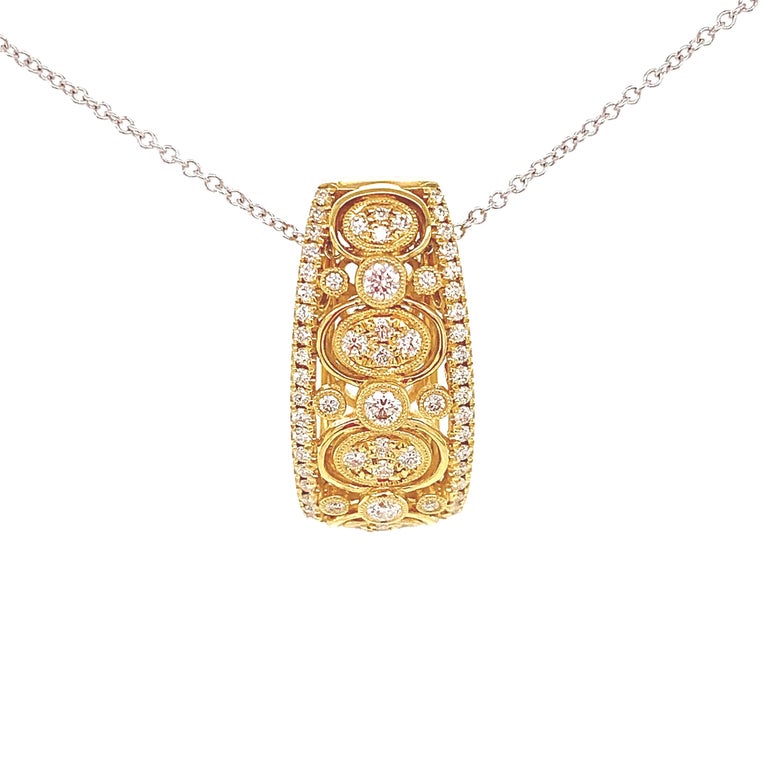 Simon G. Vintage Style Filigree Diamond Pendant Necklace in 18K Yellow ...