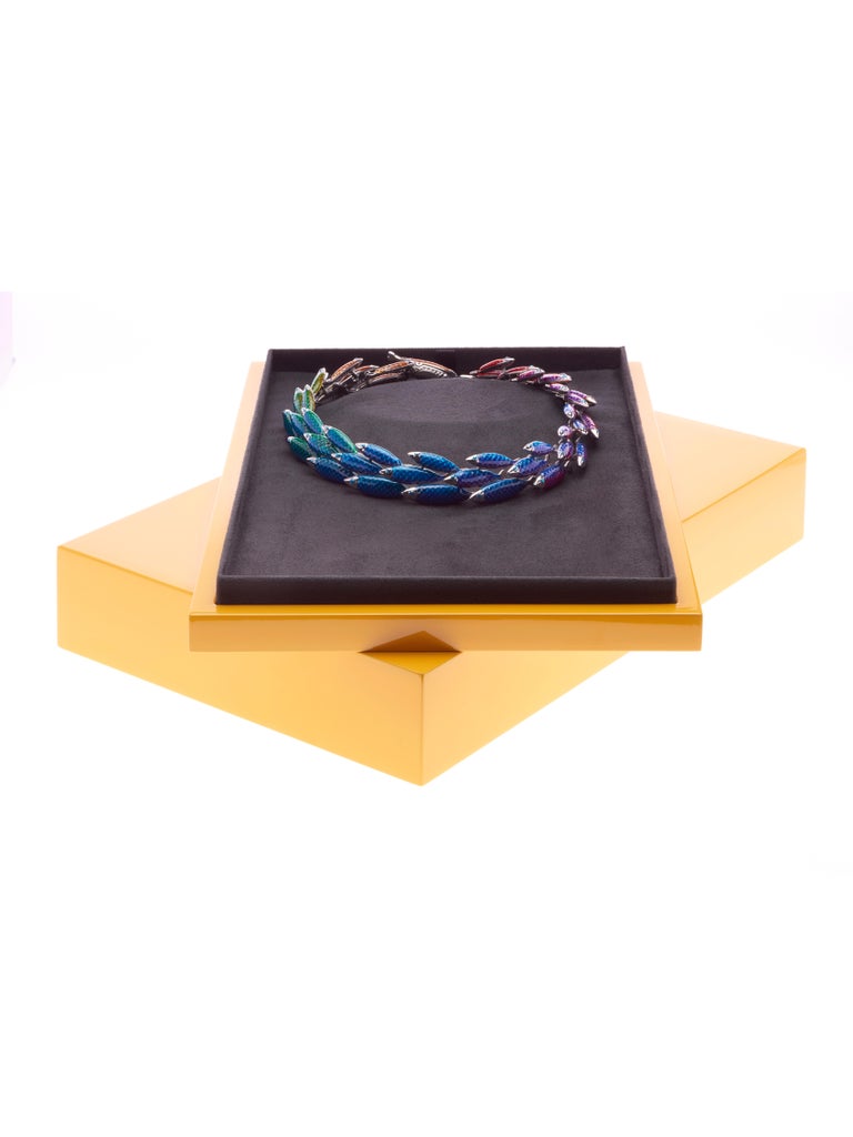 Simon Harrison Blue Crystal Snake Necklace For Sale at 1stdibs